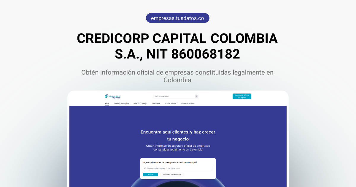 CREDICORP CAPITAL COLOMBIA S.A. | 860068182 | Tusdatos Empresas